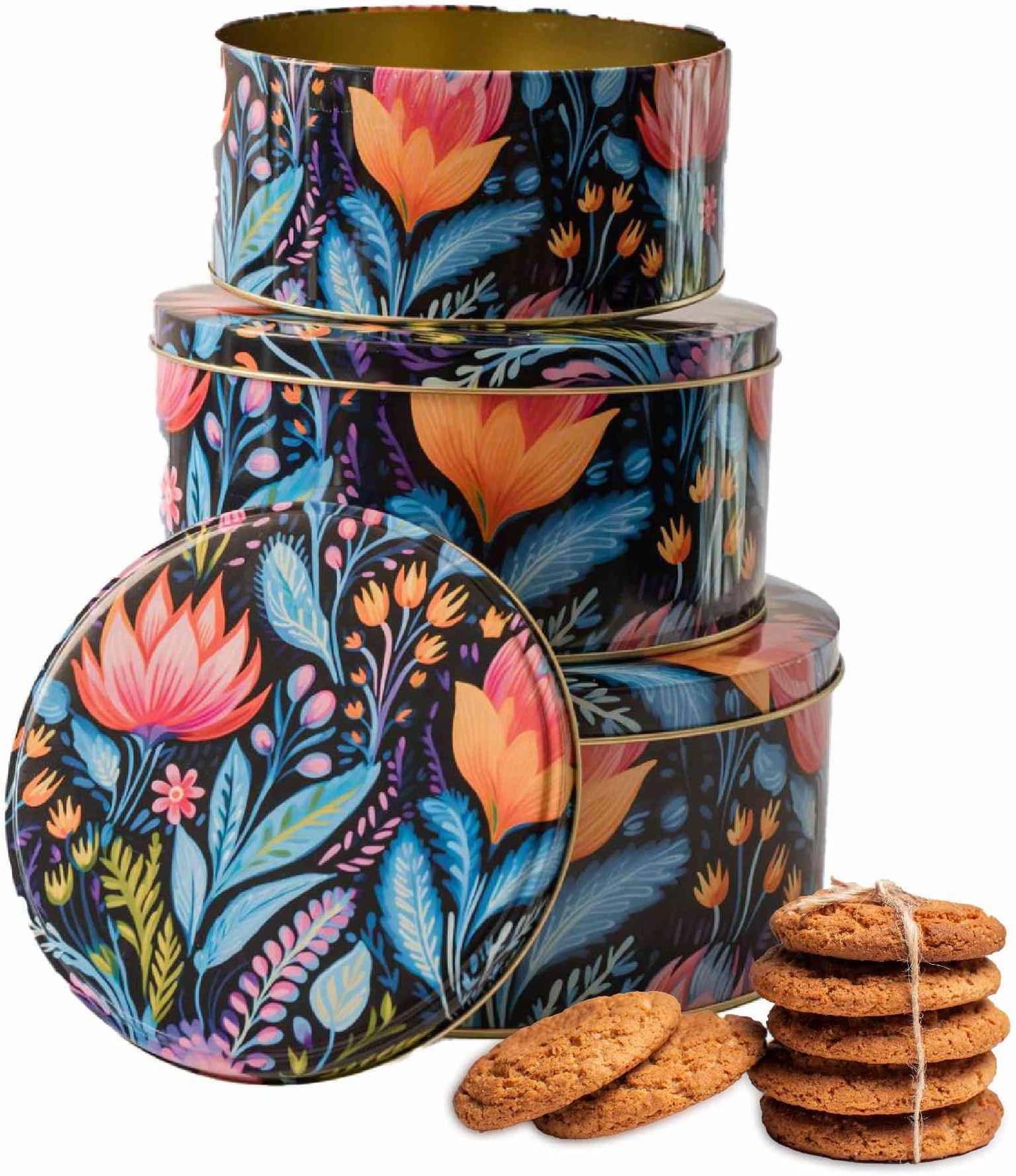 Amazon.com: Premium Cookie Tin (2 Pack) Red Classic Design, Empty ...