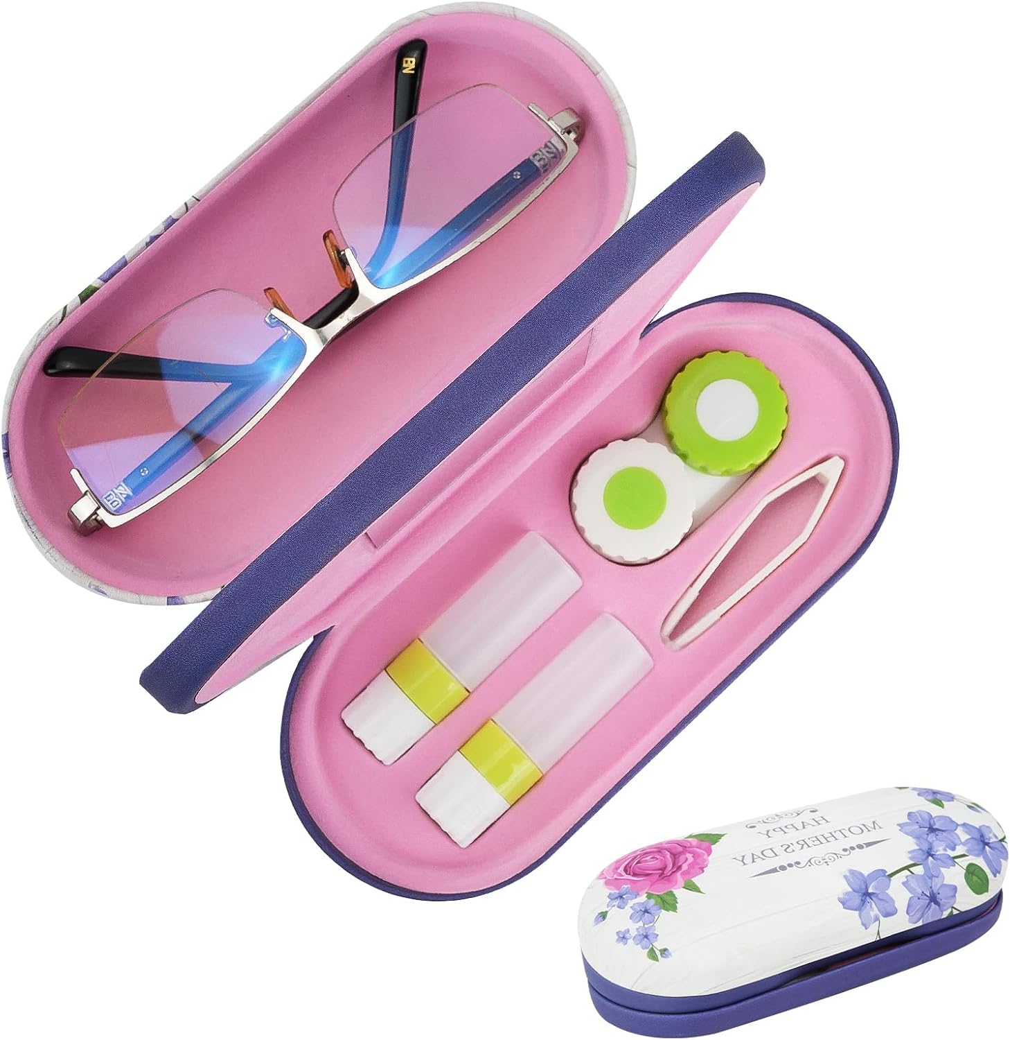 Amazon.com: 2 in 1 Contact Lens and Glasses Case, Double Sided Portable ...