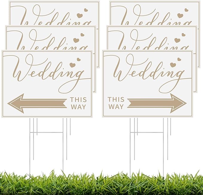 Amazon.com : FoldTier 6 Packs Wedding Direction Arrow Signs with H ...
