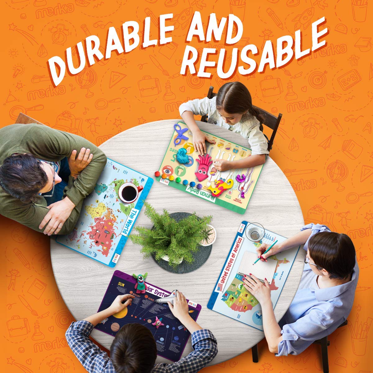 merka Educational Kids Placemats for Dining Table and Classroom ...
