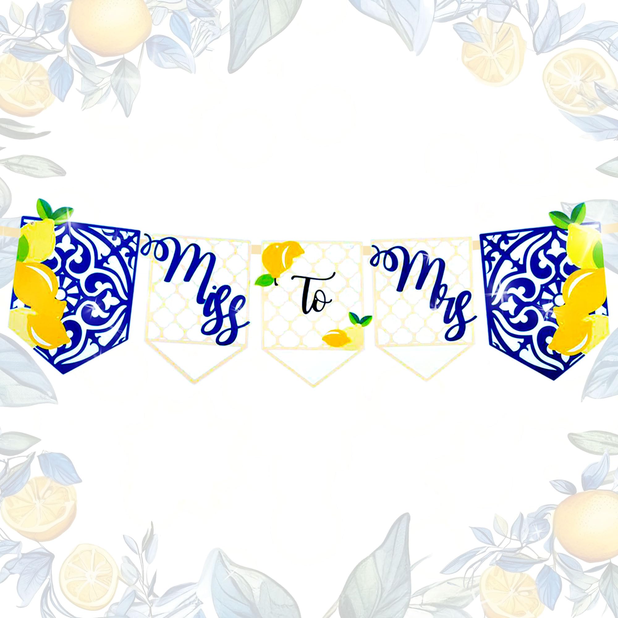 Amazon.com: Lemon Bridal Shower Decorations Miss to Mrs Sign Capri ...