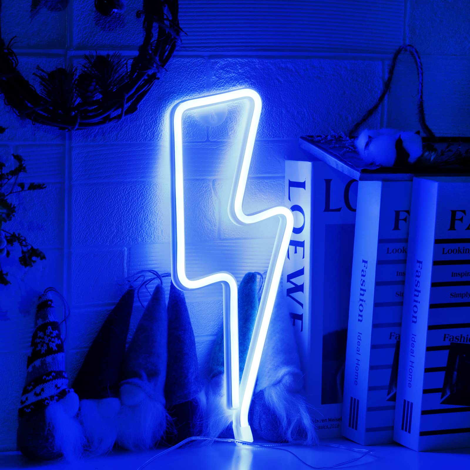 LED Lightning Bolt Neon Signs, Neon Signs for Bedroom Battery or USB ...