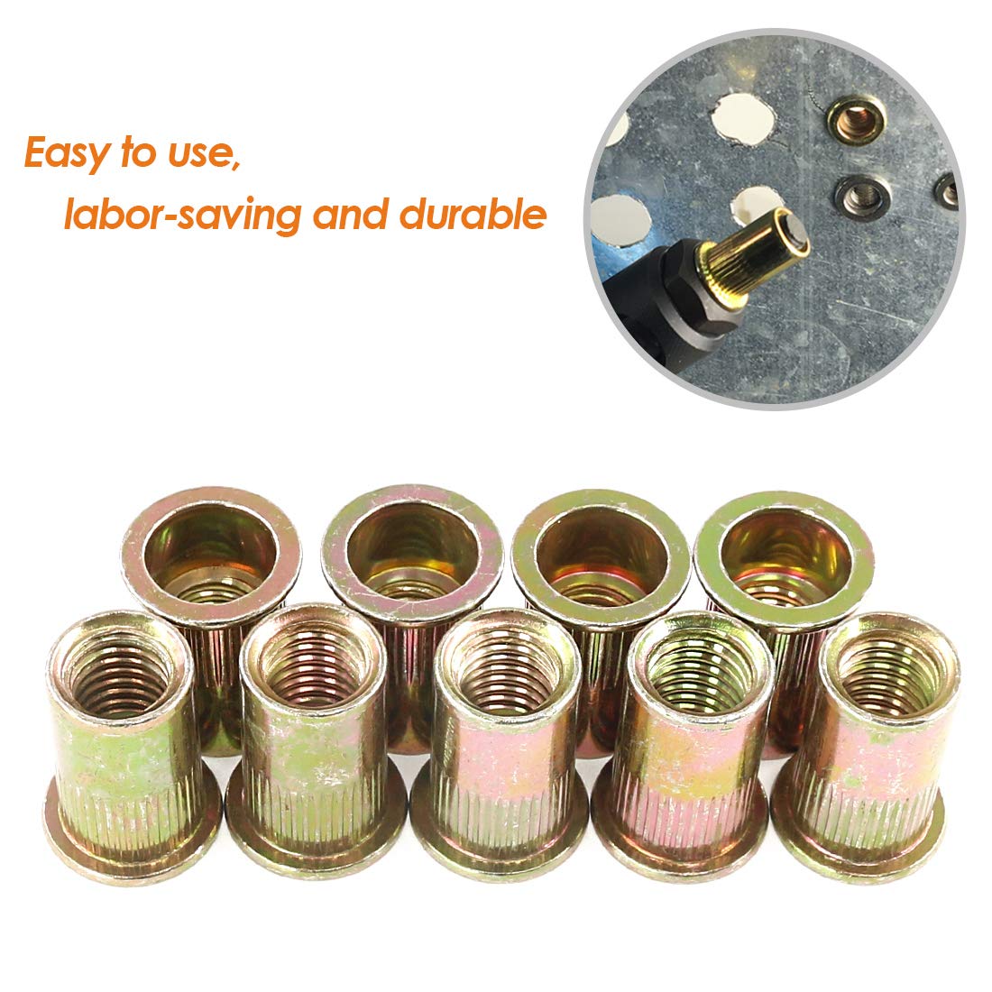 Snapklik.com : 50-Pcs 3/8-16UNC Mixed Zinc Plated Carbon Steel Rivet ...