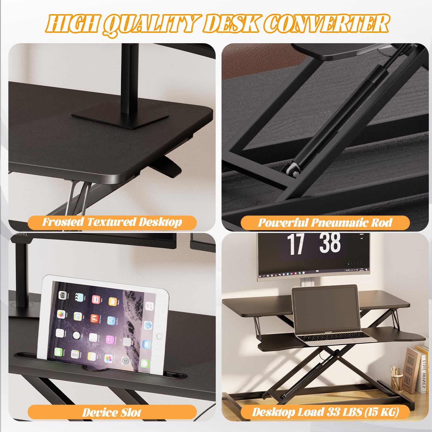 Snapklik.com : Tonchean Standing Desk Converter 32 Inch, Height ...