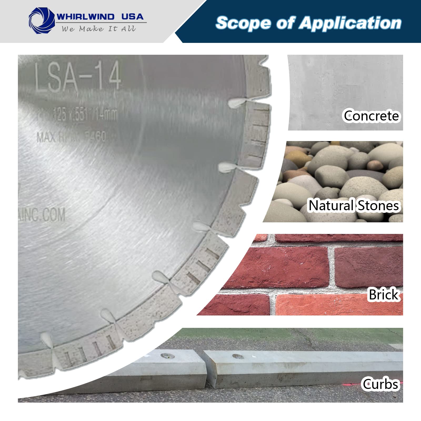 Whirlwind USA LSS Upgraded Version 14 inch Diamond Saw Blade Dry or Wet ...