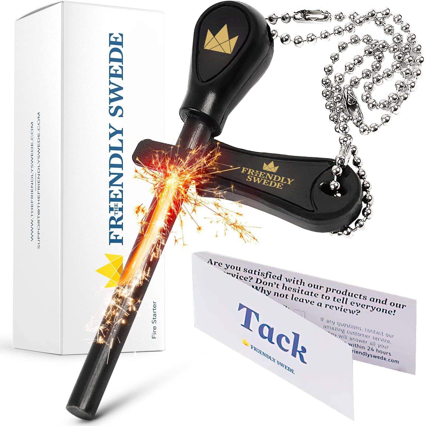 THE FRIENDLY SWEDE Ferro-Cerio Survival Lighter with Comfortable Handle ...