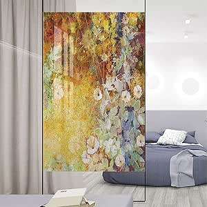 Amazon.com: Yellow Brown Window Film Window Privacy Film Watercolor ...