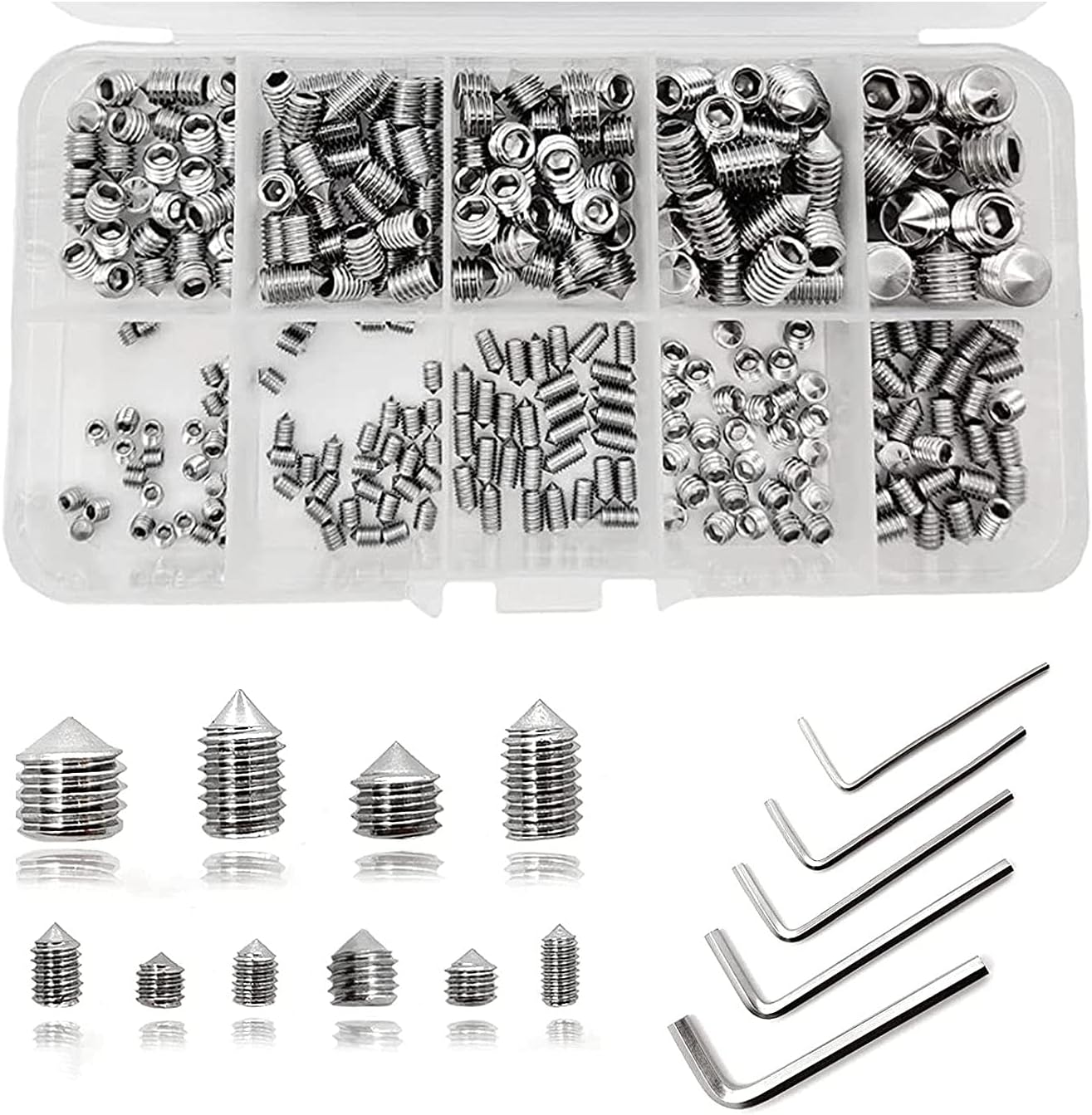 TUPARKA 400 Pcs Allen Key Screws Set M3 M4 M5 M6 M8 Stainless Steel Hex ...