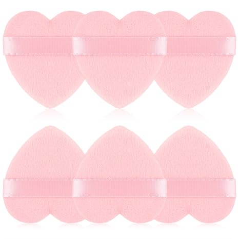Amazon.com: Gjinxi Cottons Powder Puff 6 Pcs Face Powder Puff Heart ...