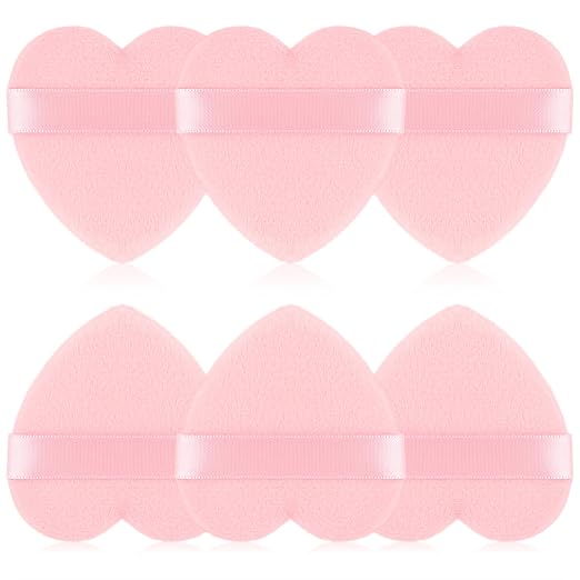 Amazon.com: Gjinxi Cottons Powder Puff 6 Pcs Face Powder Puff Heart ...