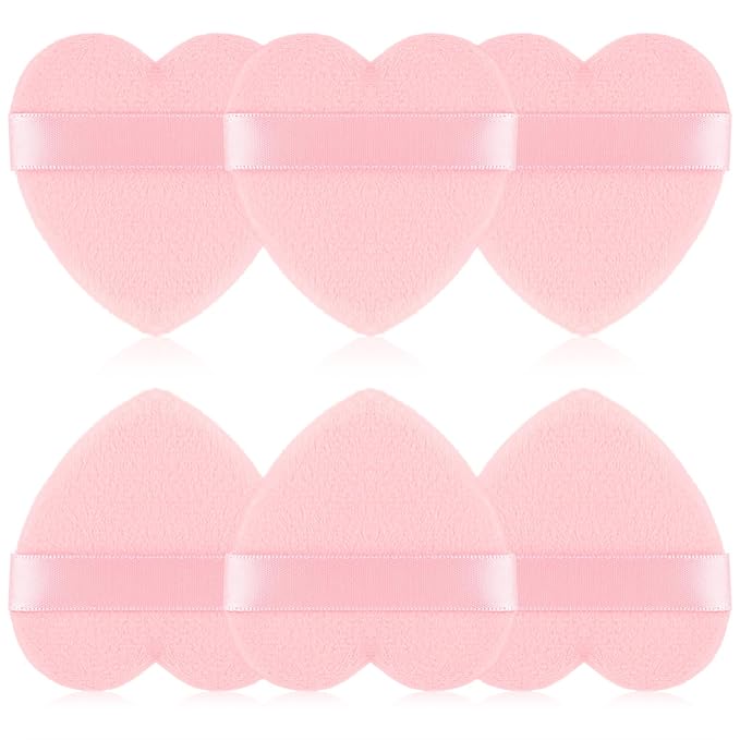 Amazon.com: Gjinxi Cottons Powder Puff 6 Pcs Face Powder Puff Heart ...