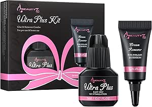 Beauty7 Eyelash Extension Remover Cream Kit with Ultra Bonding Glue 2ml Dry Time 3-4 Sec Last 4 ...