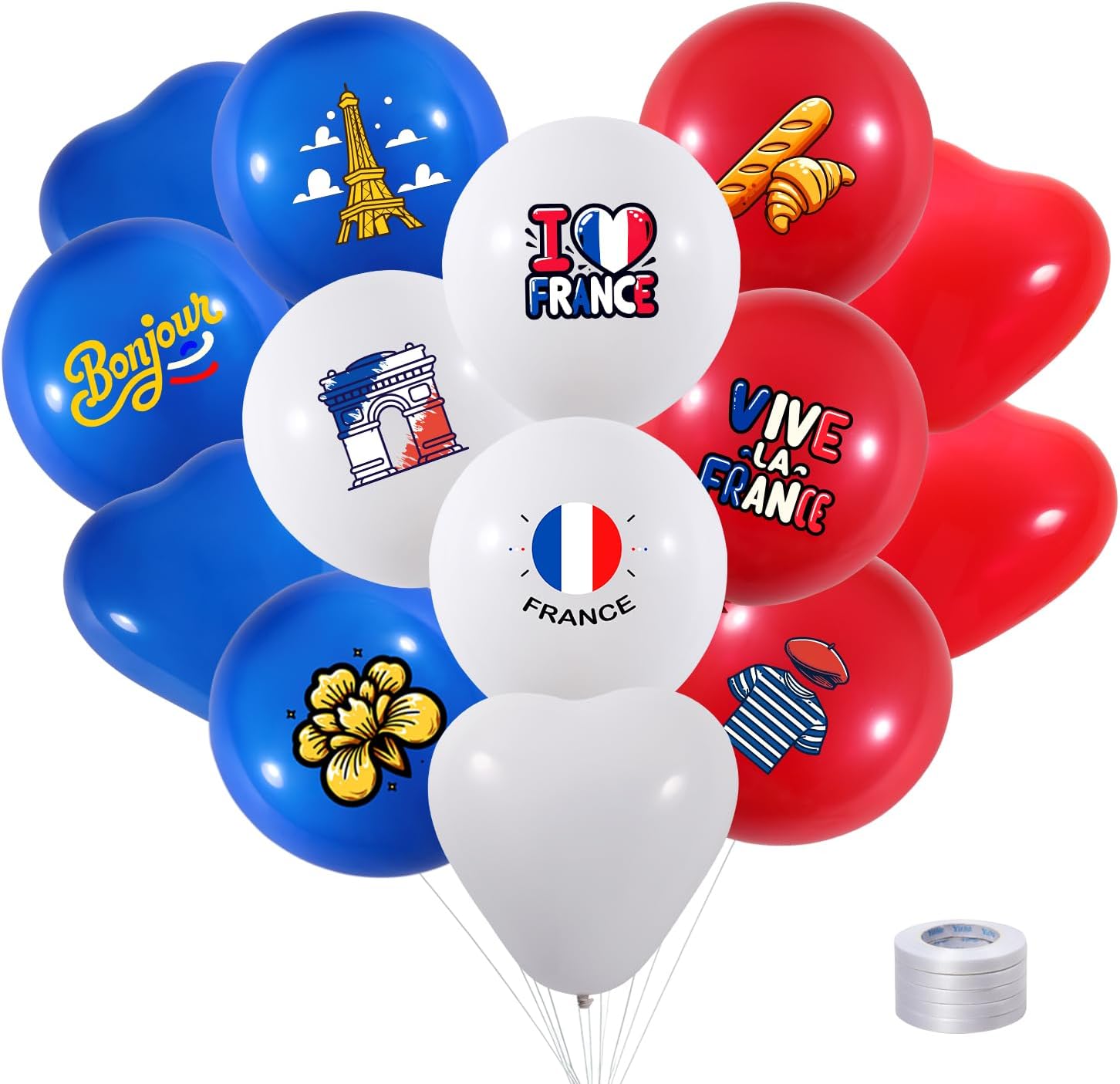 Amazon.com: France Balloons, 96pcs French Balloons, Htabiol France ...