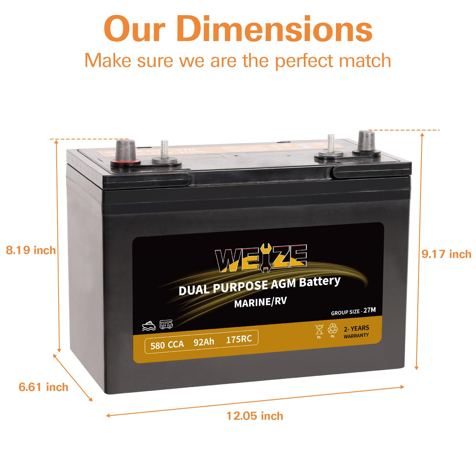 Snapklik.com : Weize Dual Purpose AGM Battery BCI Group 27M