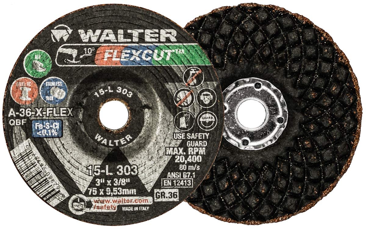 Walter 15L303 FLEXCUT Grinding Wheel Pack of 25, 3in Abrasive Wheel w ...