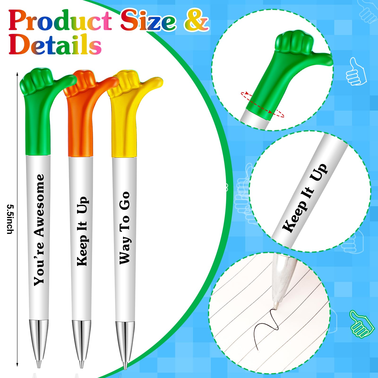 Snapklik.com : 180 Pieces Thumbs Up Pens Thank You Inspirational Quotes ...