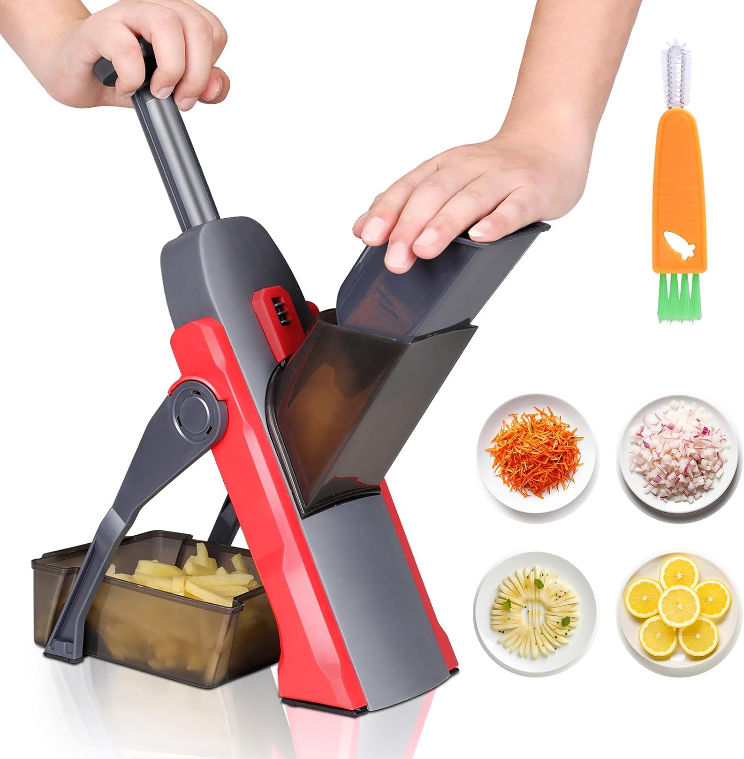 Almcmy Mandoline Slicer, Safe Vegetable Chopper & Slicer, 5 in 1 ...