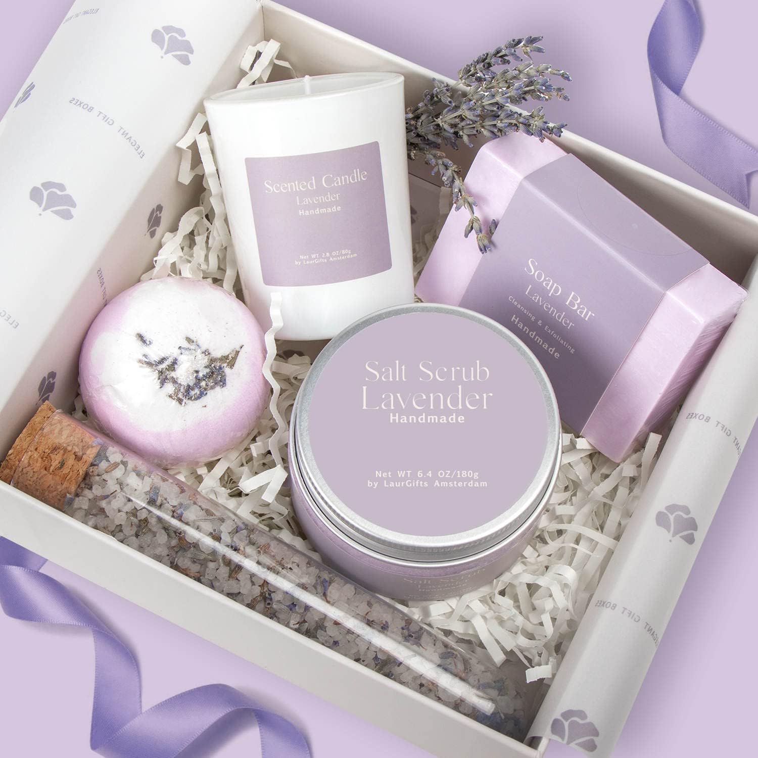 Amazon.com: LaurGifts Birthday Gift for Women Lavender Gift Set Box ...