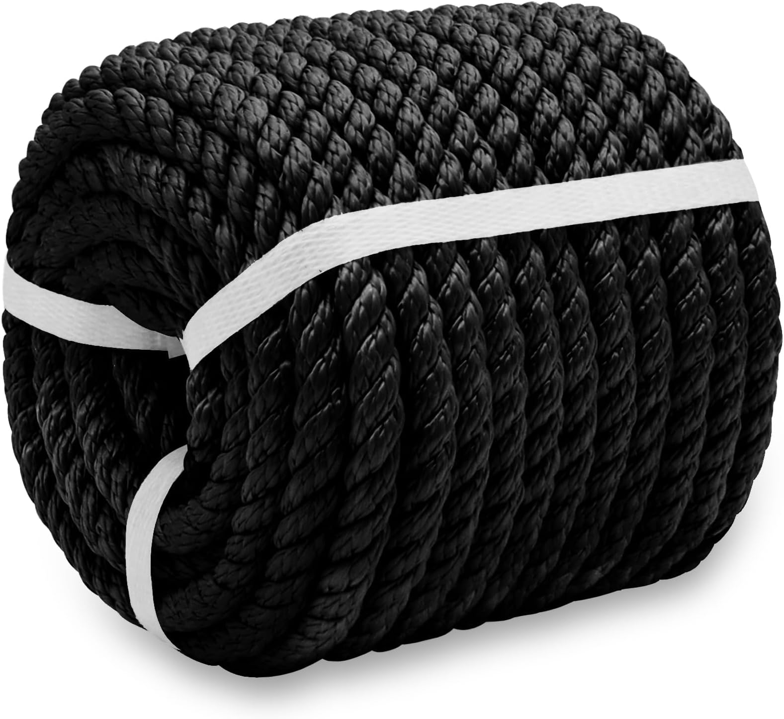 SINYLOO Black Twisted Polyester Rope Thick Outdoor Rope - Heavy Duty ...