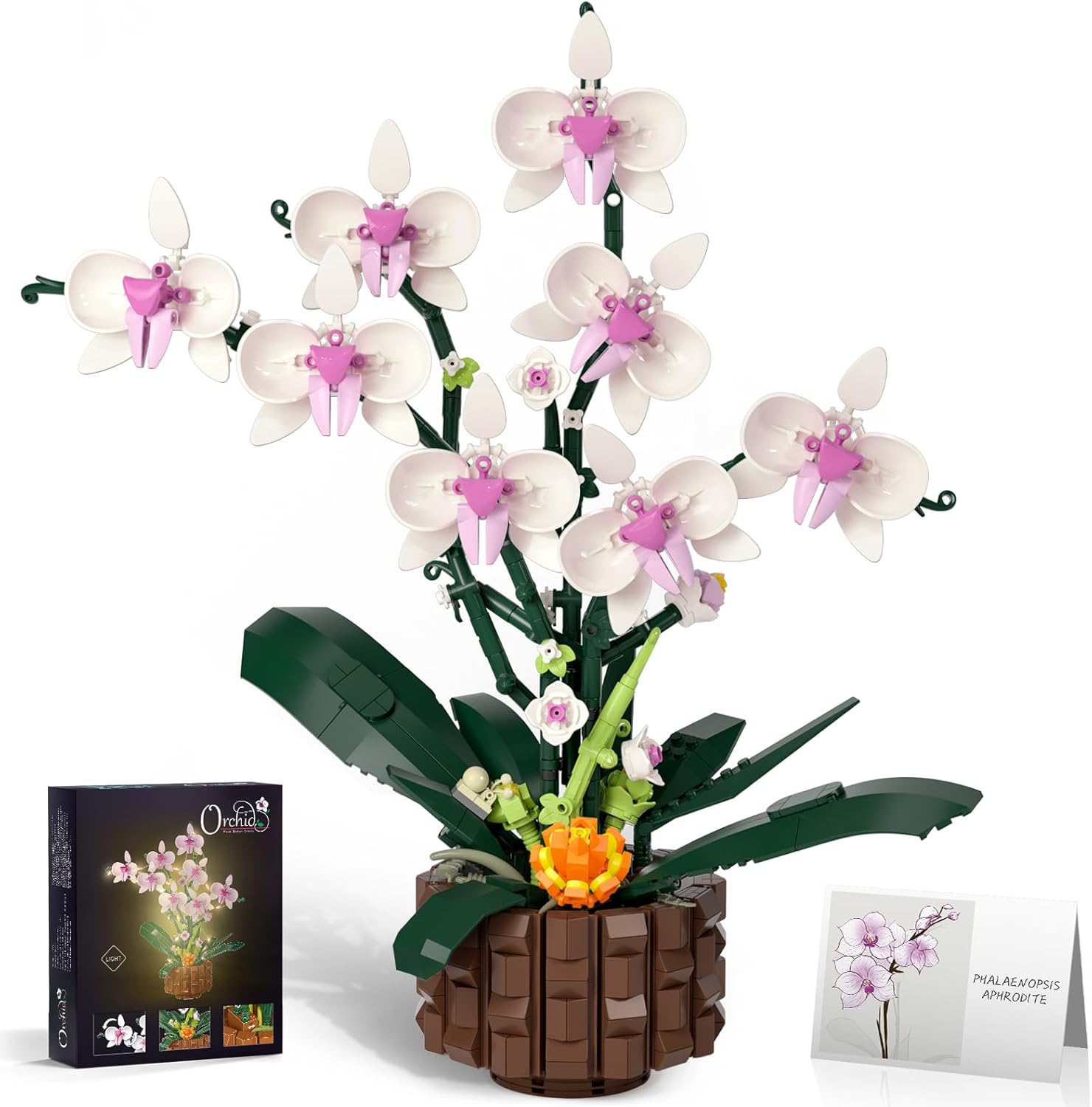 1004 Pieces Flower Building Blocks Set, Artificial Orchid Toy Building ...