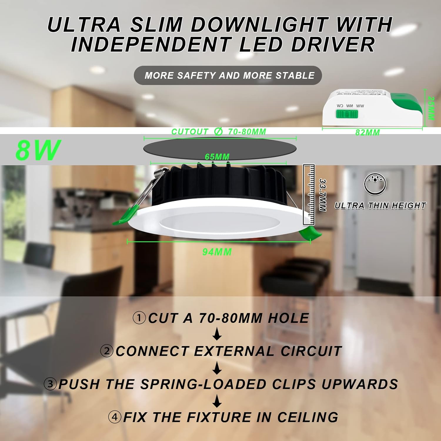 Buy LED Downlights Ceiling Dimmable,8W IP44 Recessed Lights 3 CCT ...