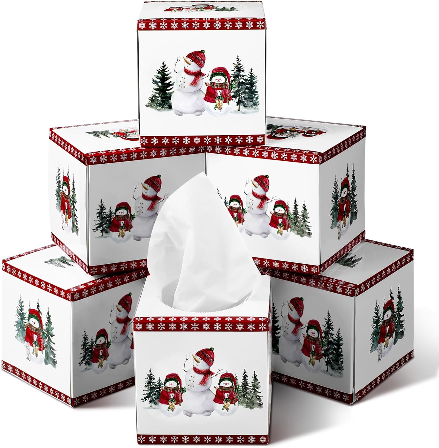 Amazon.com: Yeaqee 6 Pack Christmas Facial Tissue Cube Box Square 480 ...