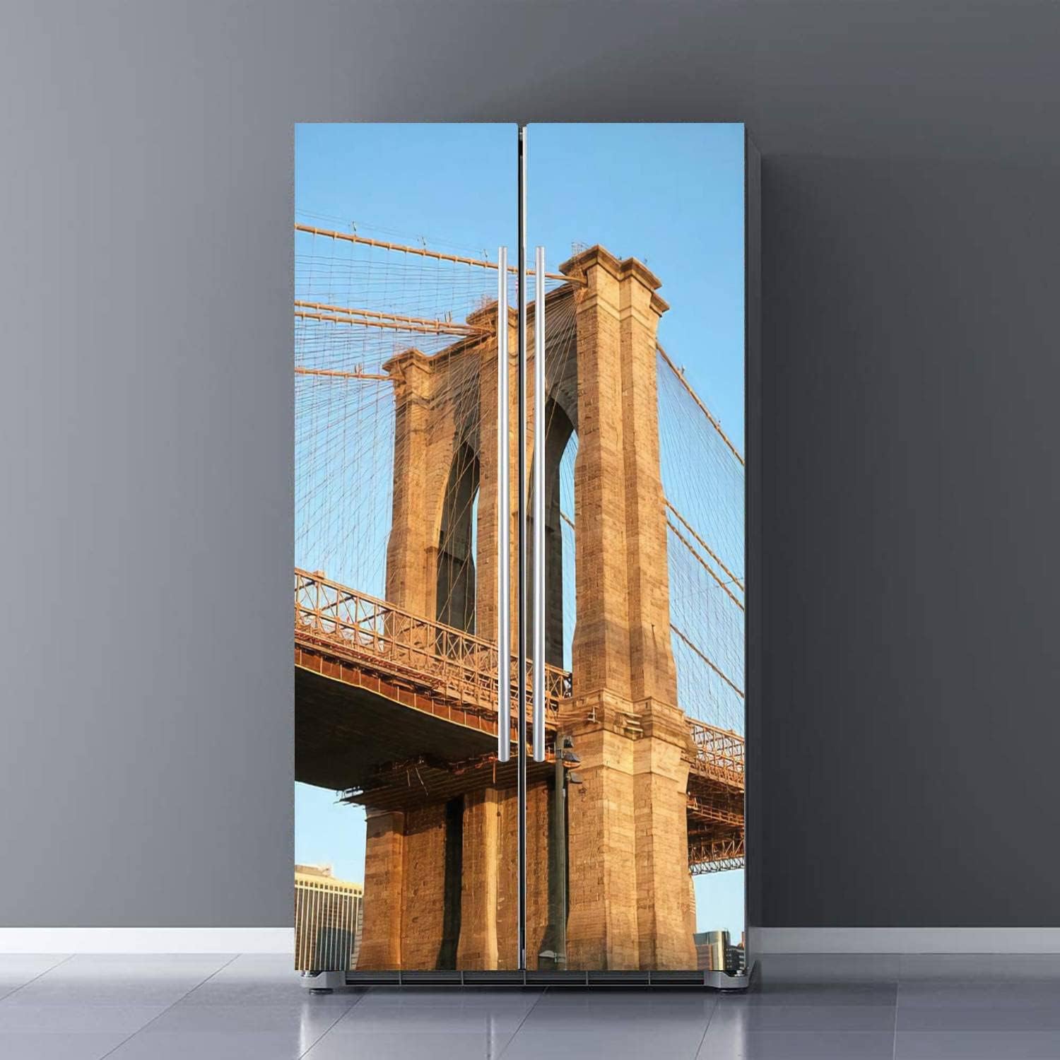 Amazon.com: Self Adhesive Vinyl Refrigerator Wrap Set Skyline Cityscape ...