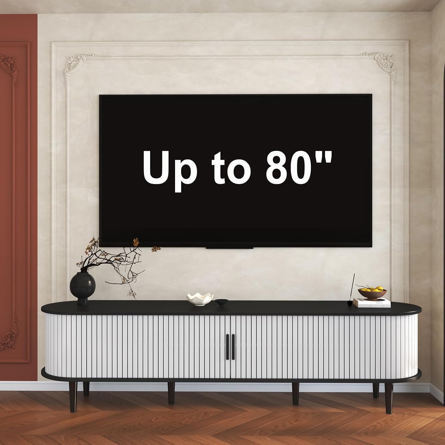 Amazon.com: ANTISTA 70'' Black & White Mid-Century Modern TV Stand with ...