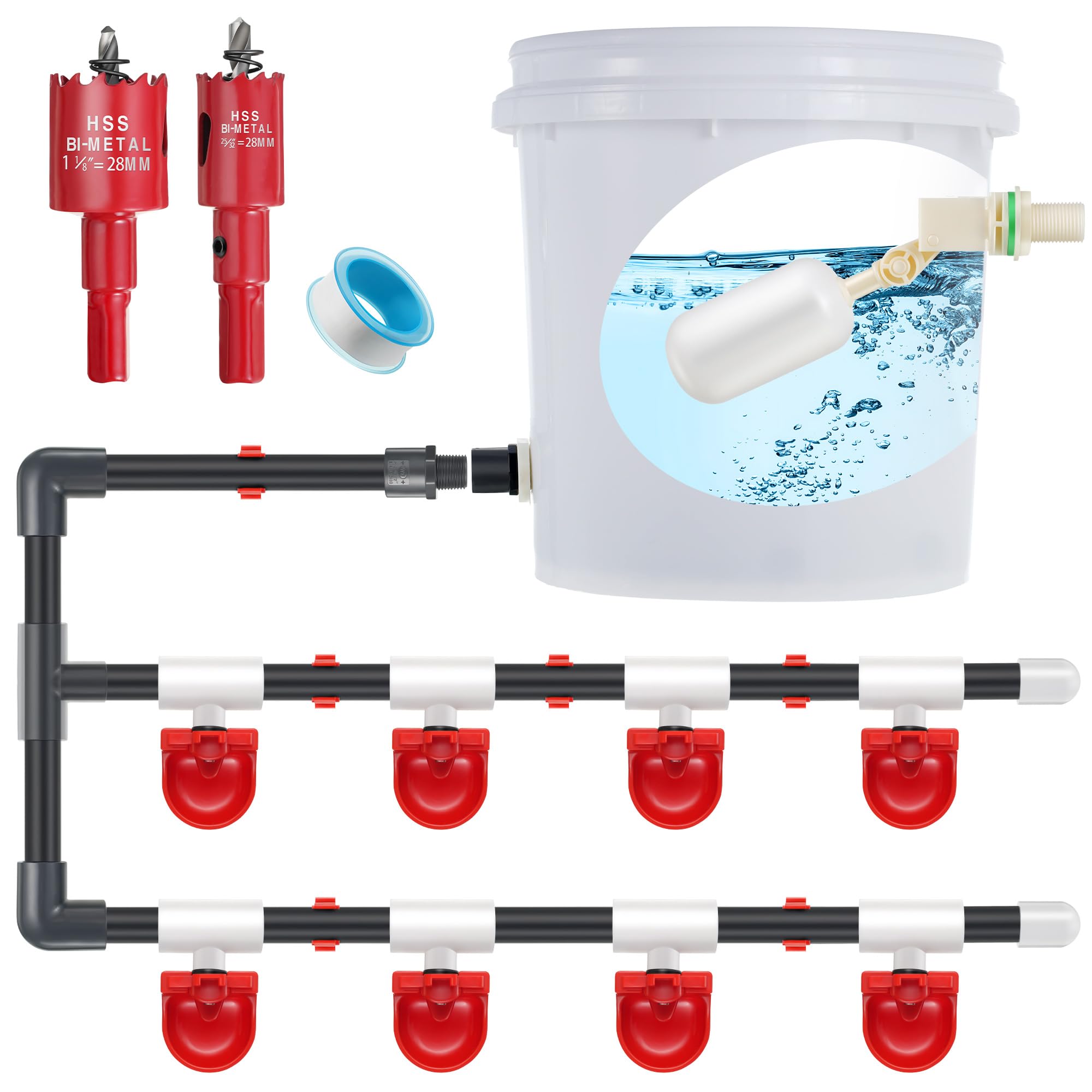 Amazon.com: Dreyoo 8 Pack Automatic Chicken Waterer Complete Set, 1/2 ...