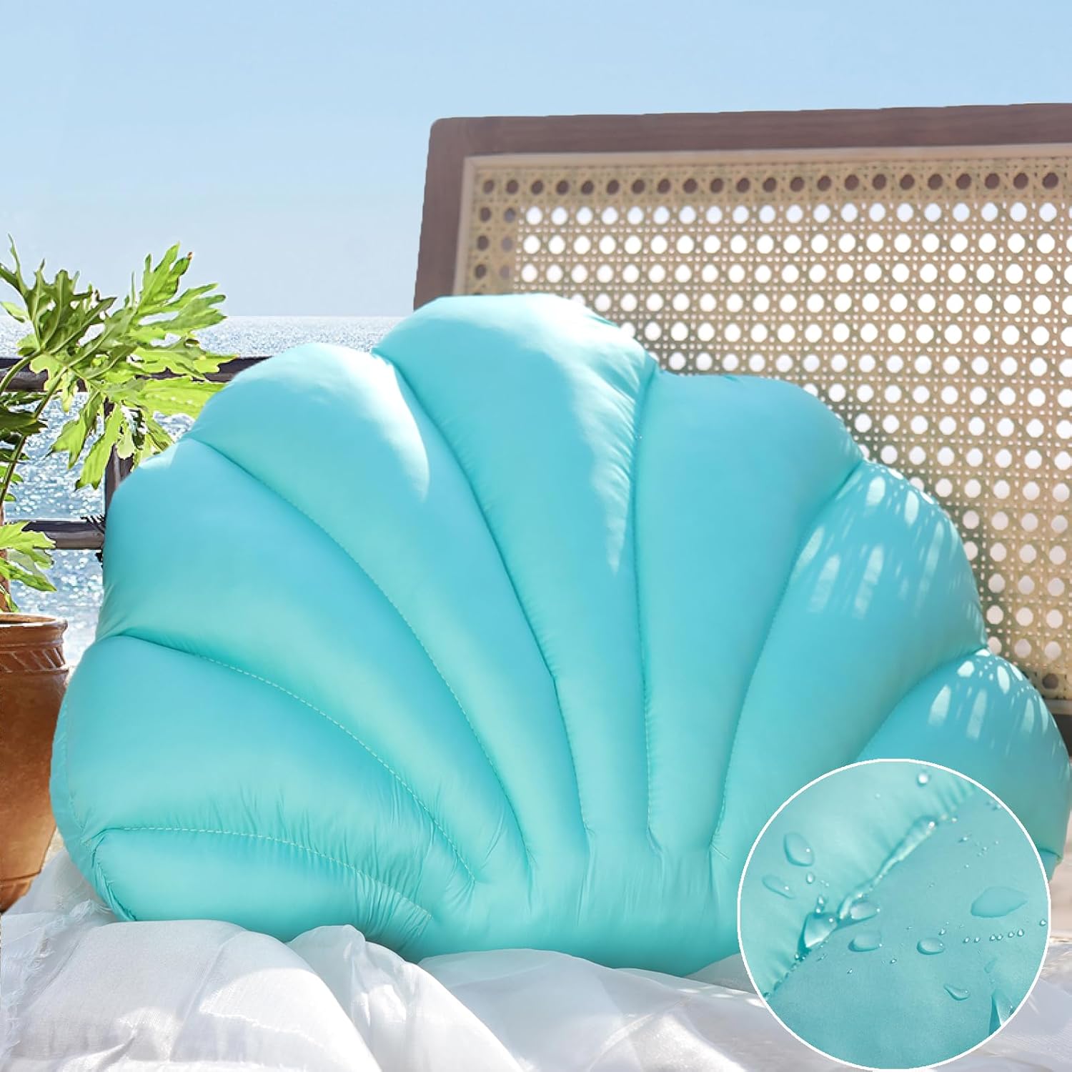 Amazon.com: YRXRUS Outdoor Seashell Pillow, Turquoise Shell Pillows ...