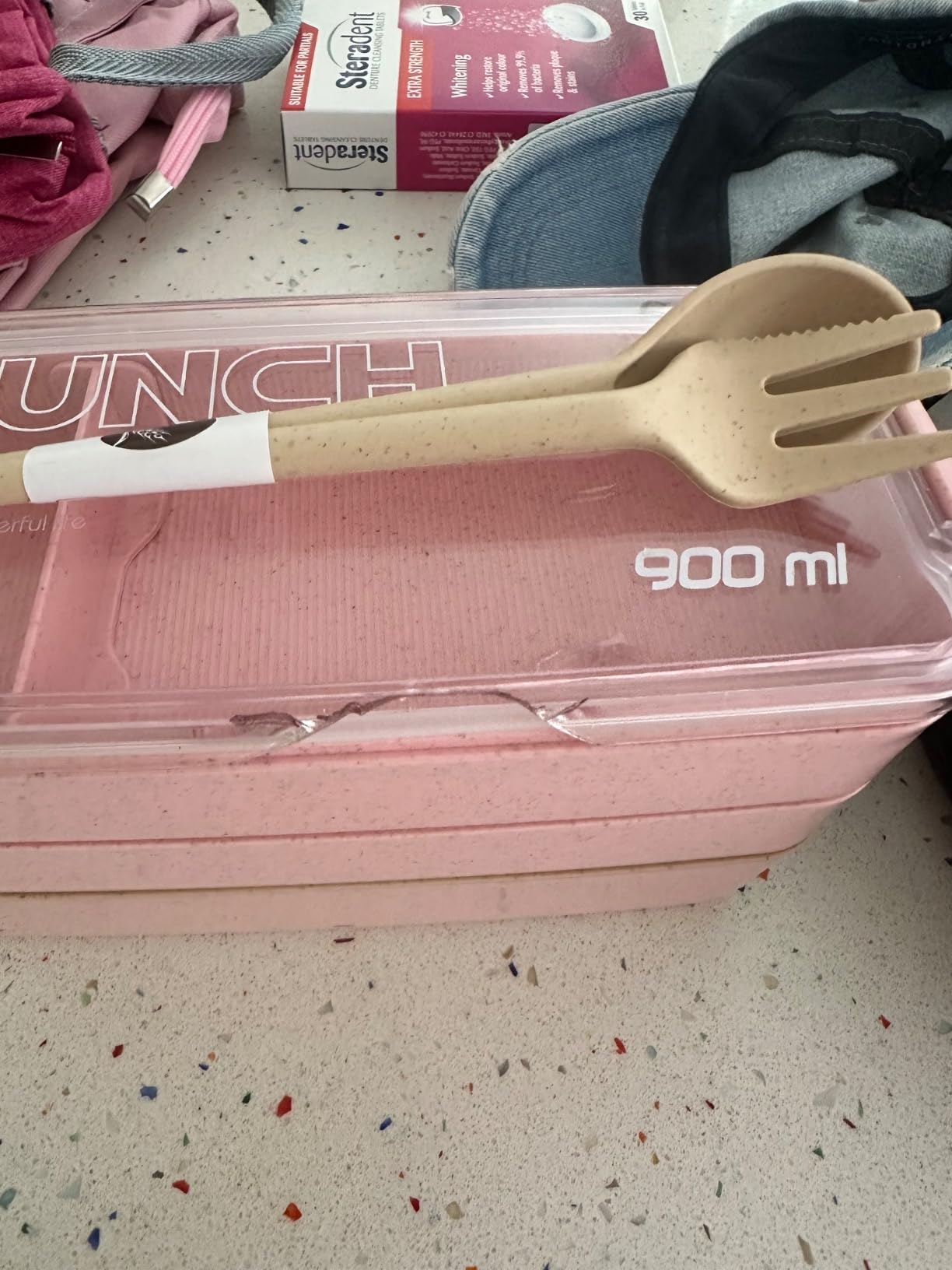 Iteryn Bento Adults Lunch Box, Stackable, 3-In-1 Compartment - Wheat ...