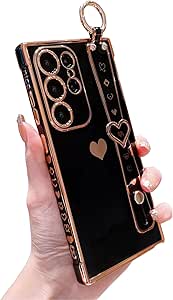 Amazon.com: DEFBSC Compatible with Samsung Galaxy S24 Ultra Case, Electroplated Edge Love Heart ...