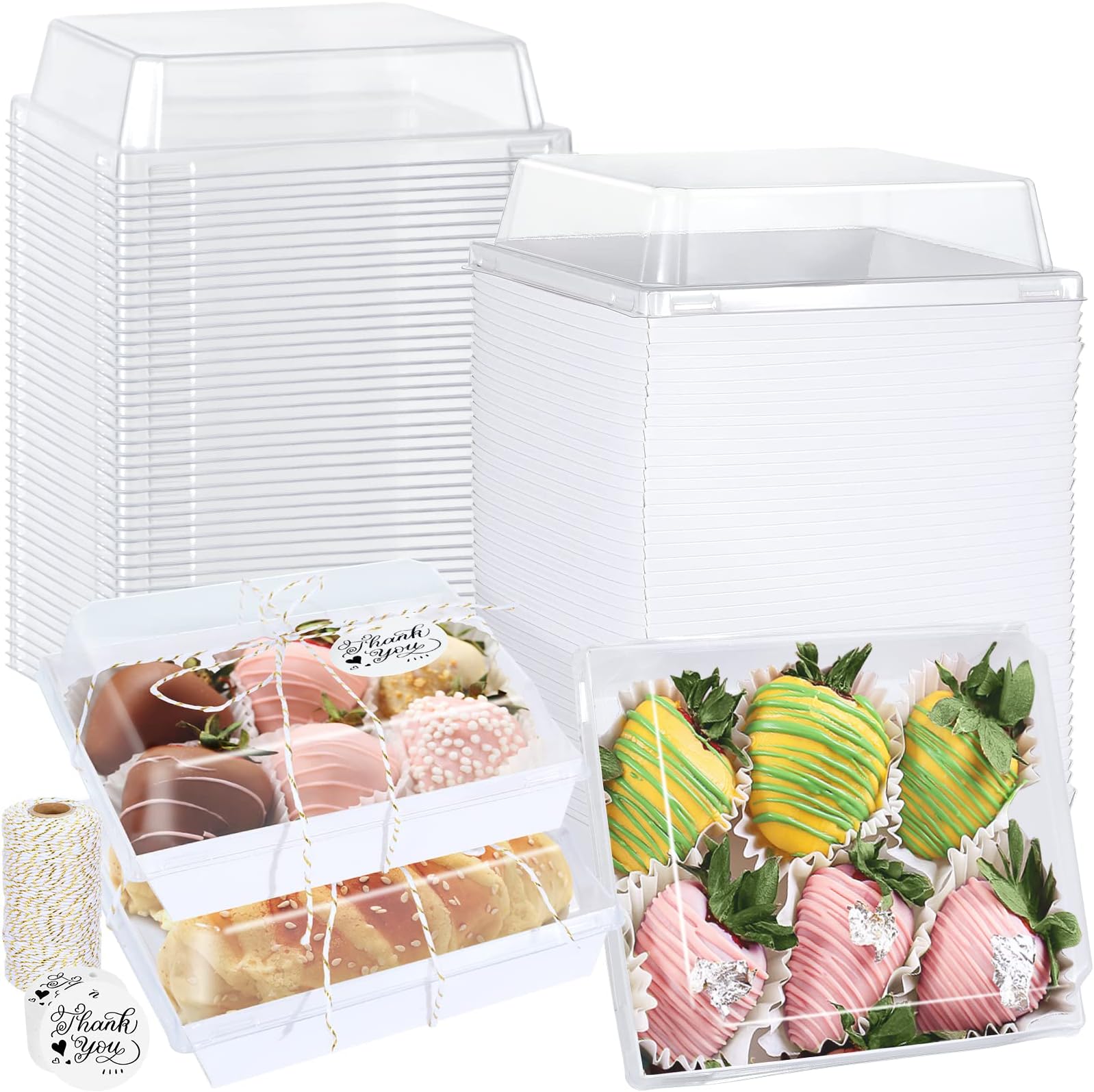 Amazon.com: JuneHeart 100 Pack Paper Charcuterie Boxes with Clear ...