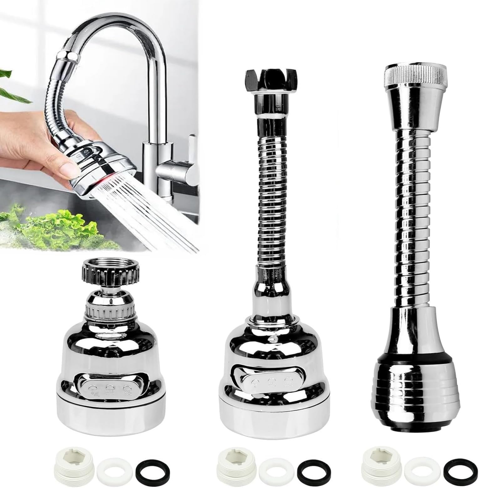 SPYSEE Faucet Sprayer Attachment, Kitchen Sink 360 Flexible Hose ...