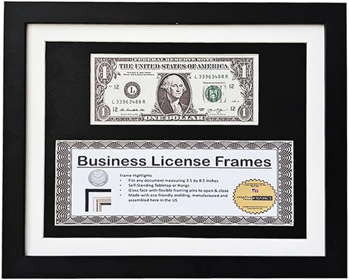 Amazon.com - 8.5x11Business License Frame,First Dollar Frame with ...