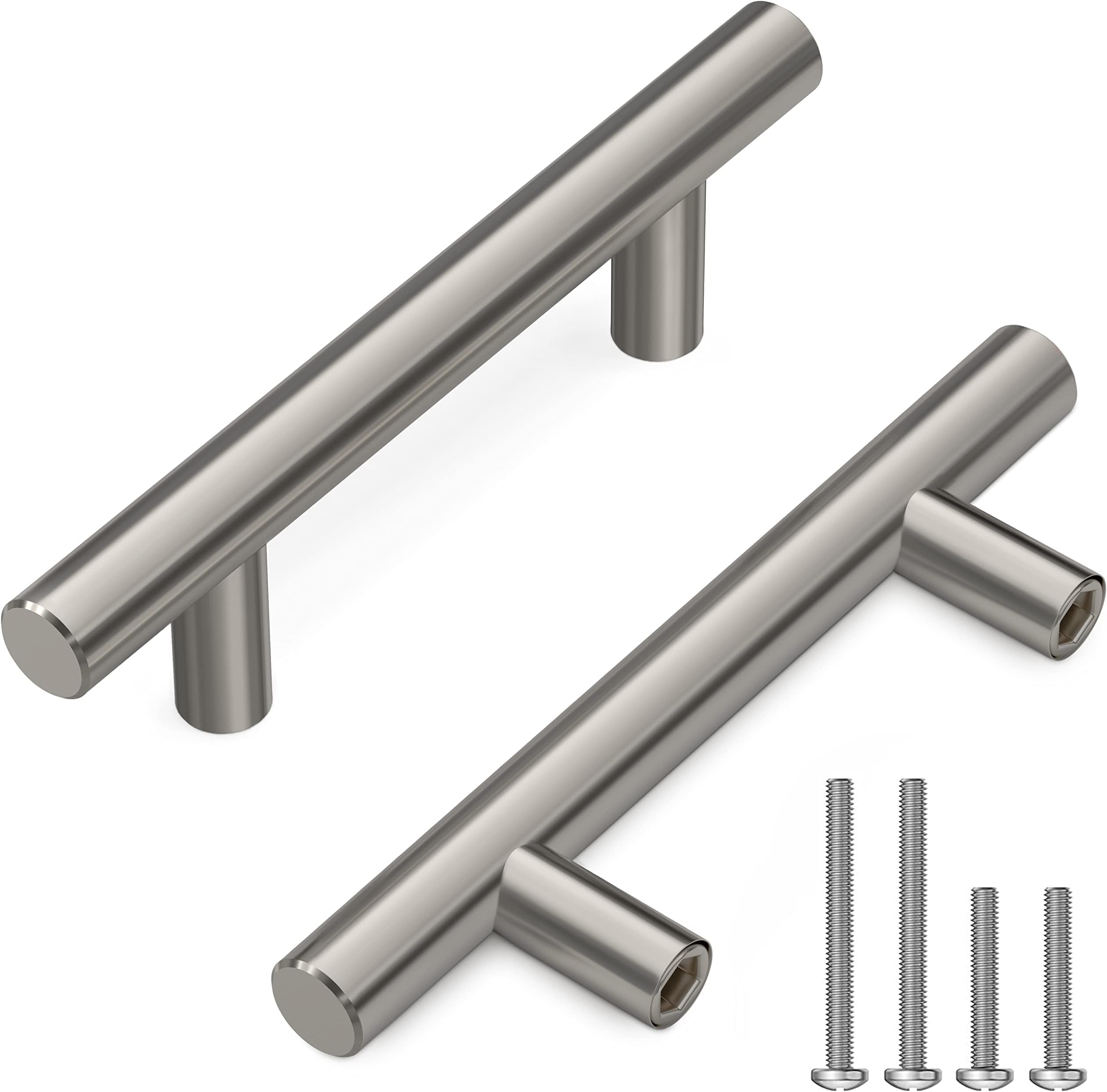 Amazon.com: 30 Pack | 5" Solid Brushed Nickel Cabinet Pulls: 3" inch ...