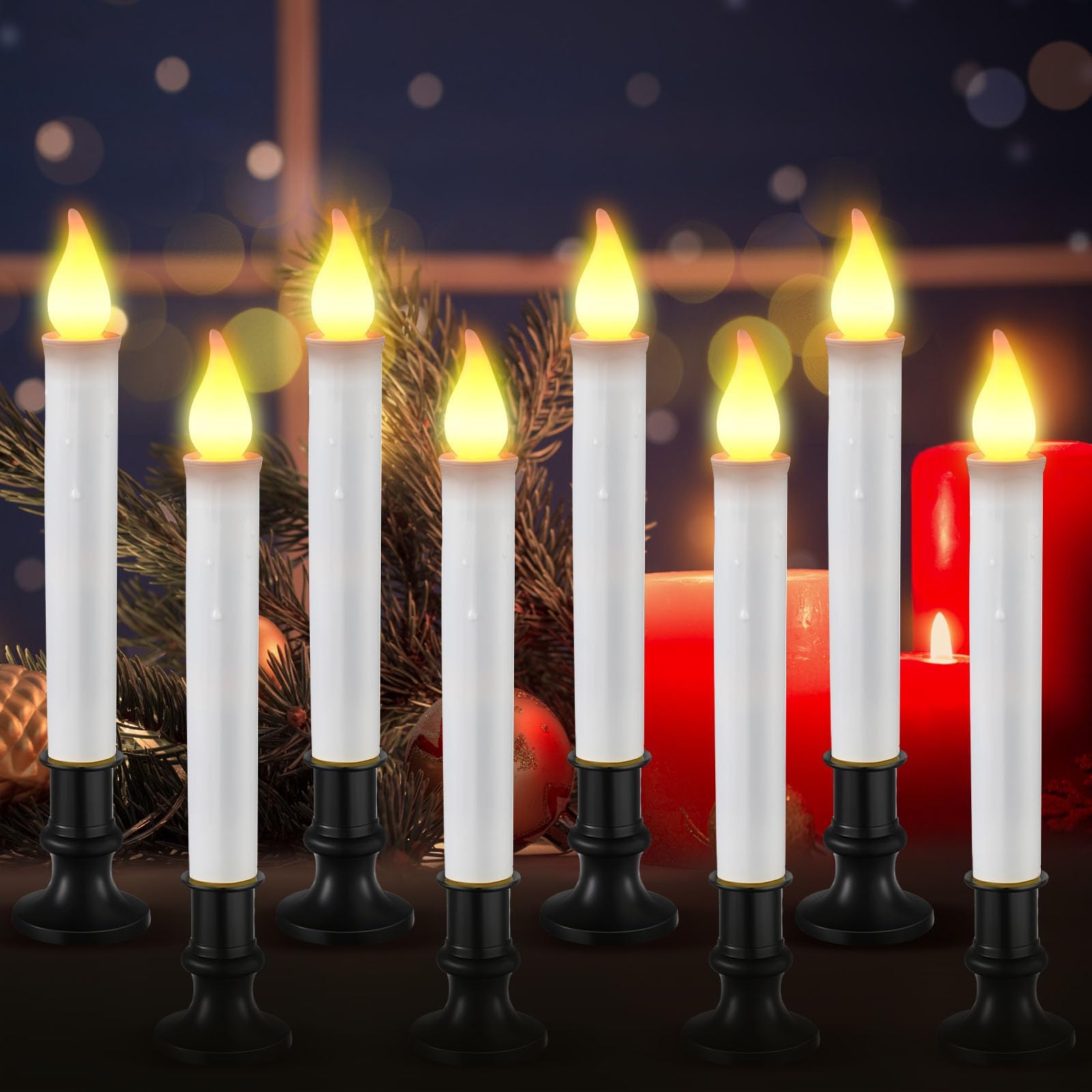 Amazon.com: Baquler 8 Pcs Christmas LED Window Candles with Sensor Dusk ...