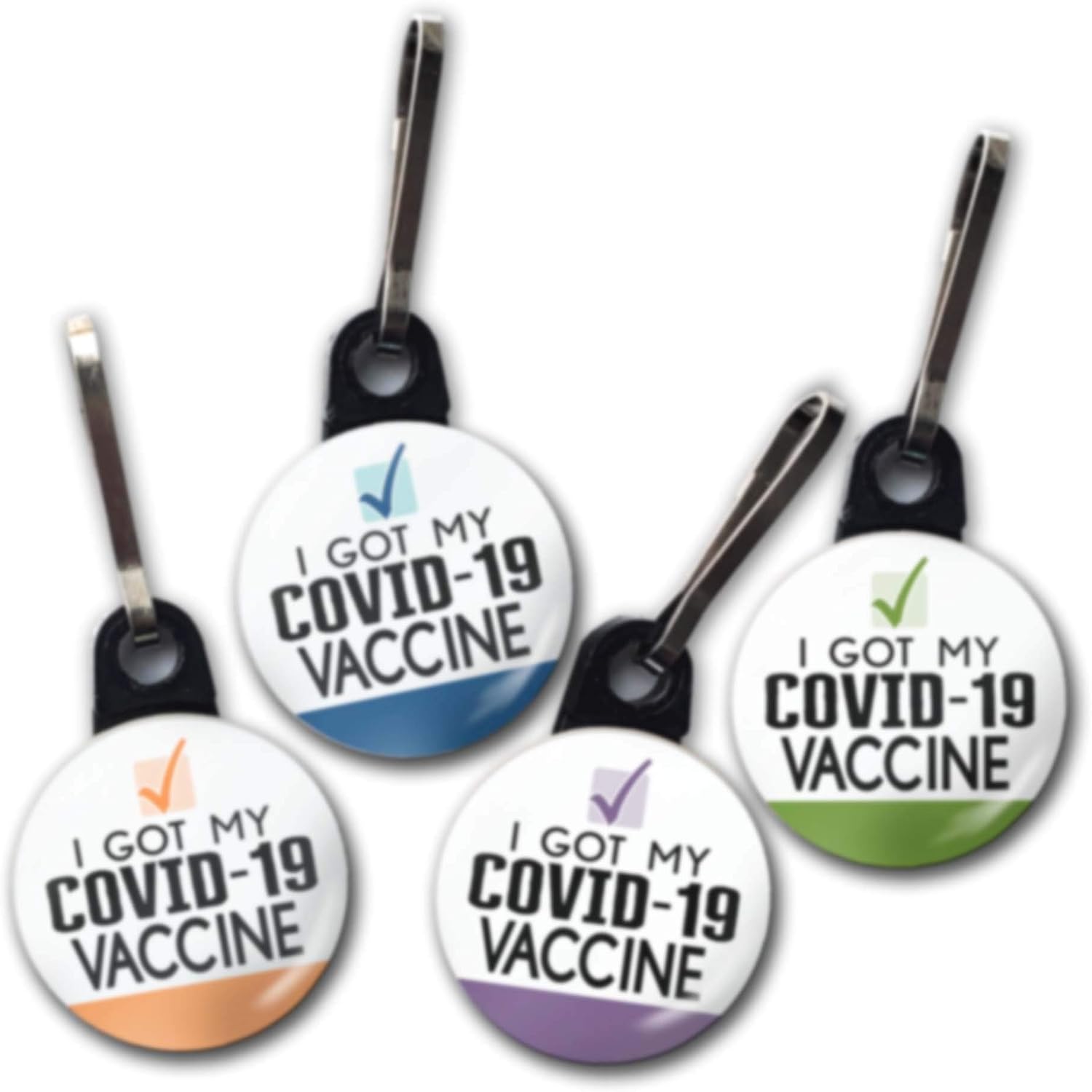 Amazon.com: Button Deli Covid Vaccinated Badge Charms (4-Pack Mini) I ...