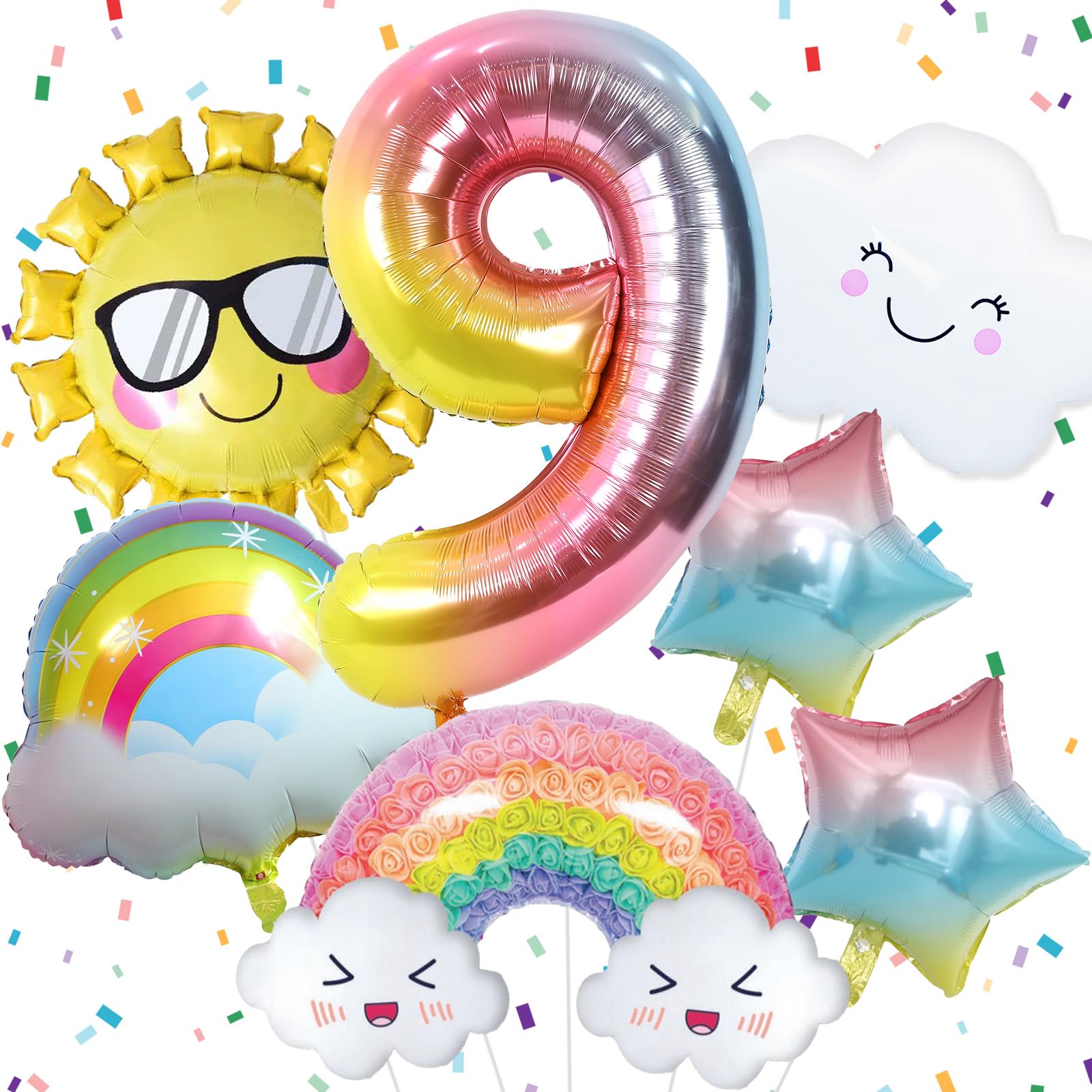 Snapklik.com : 9th Rainbow Birthday Decorations, 9 Rainbow Birthday ...