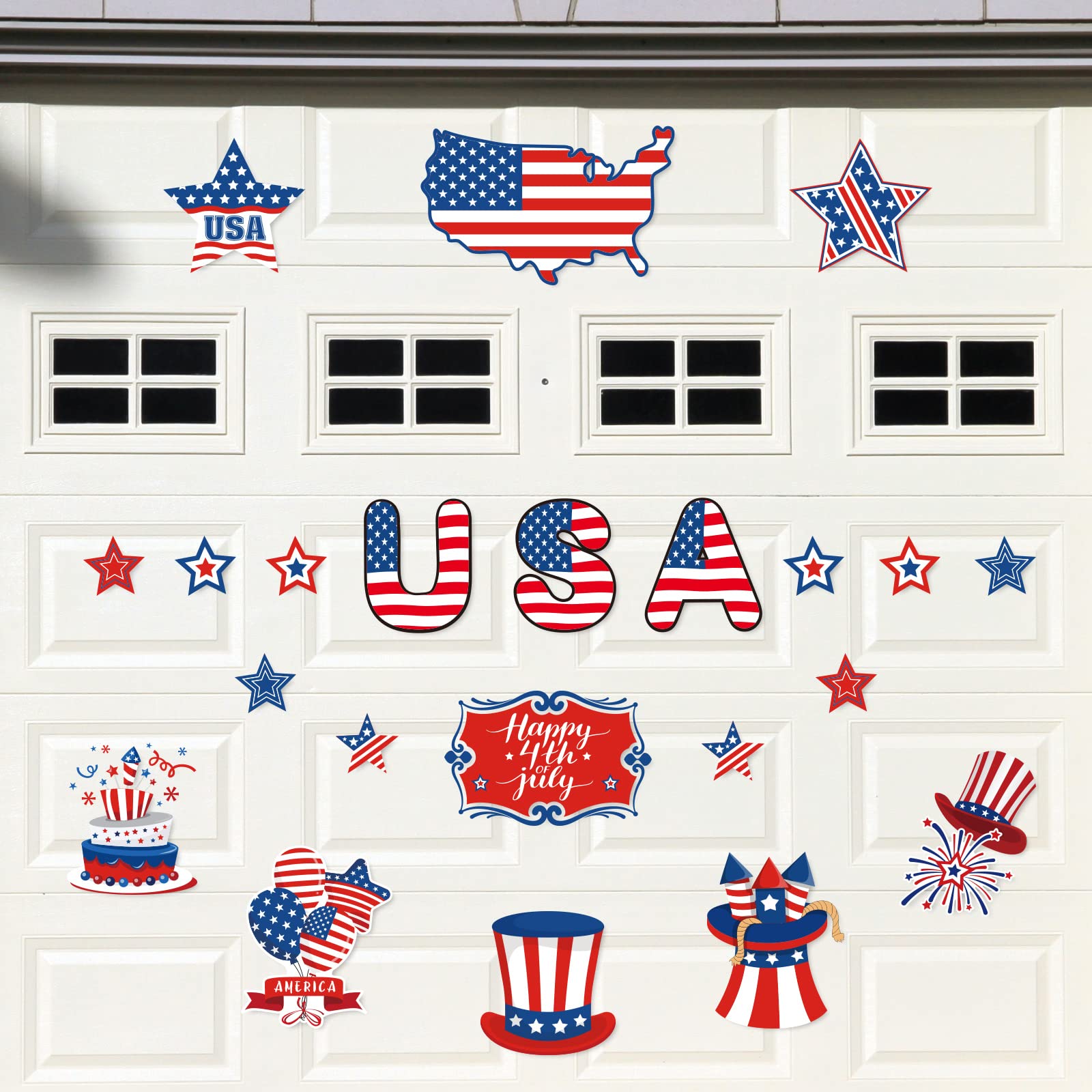 Amazon.com: Whaline 22Pcs Patriotic Garage Decoration Magnet Stickers ...