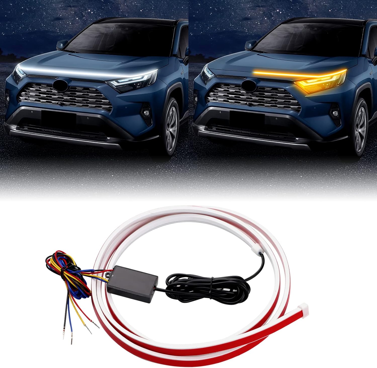 Amazon.com: JUPIZEUS LED Car Daytime Running Under Hood Light Strip ...