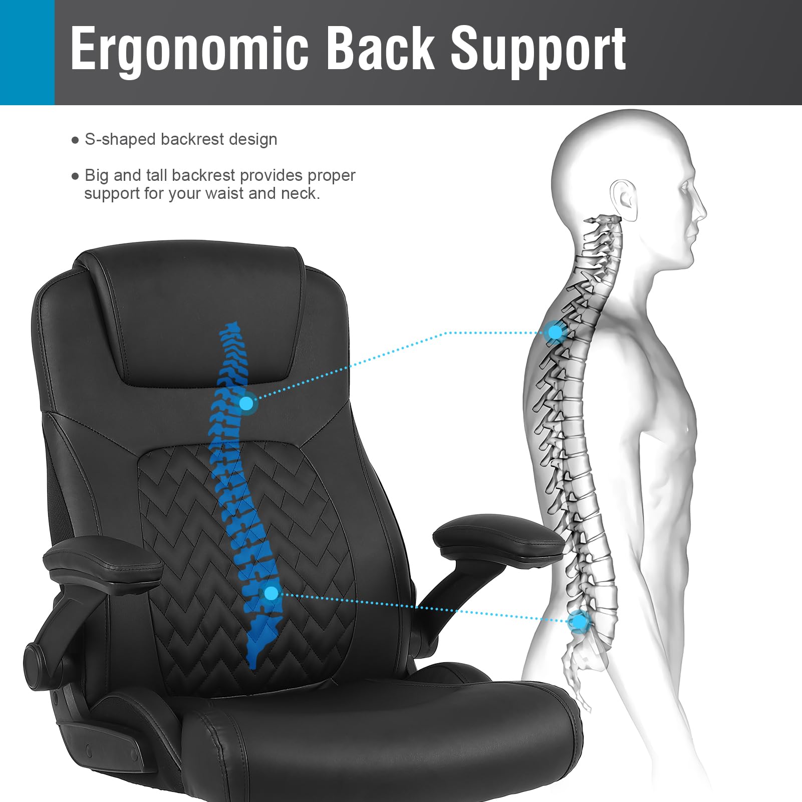Snapklik.com : Flysky Executive Ergonomic Office Chair - Big And Tall ...