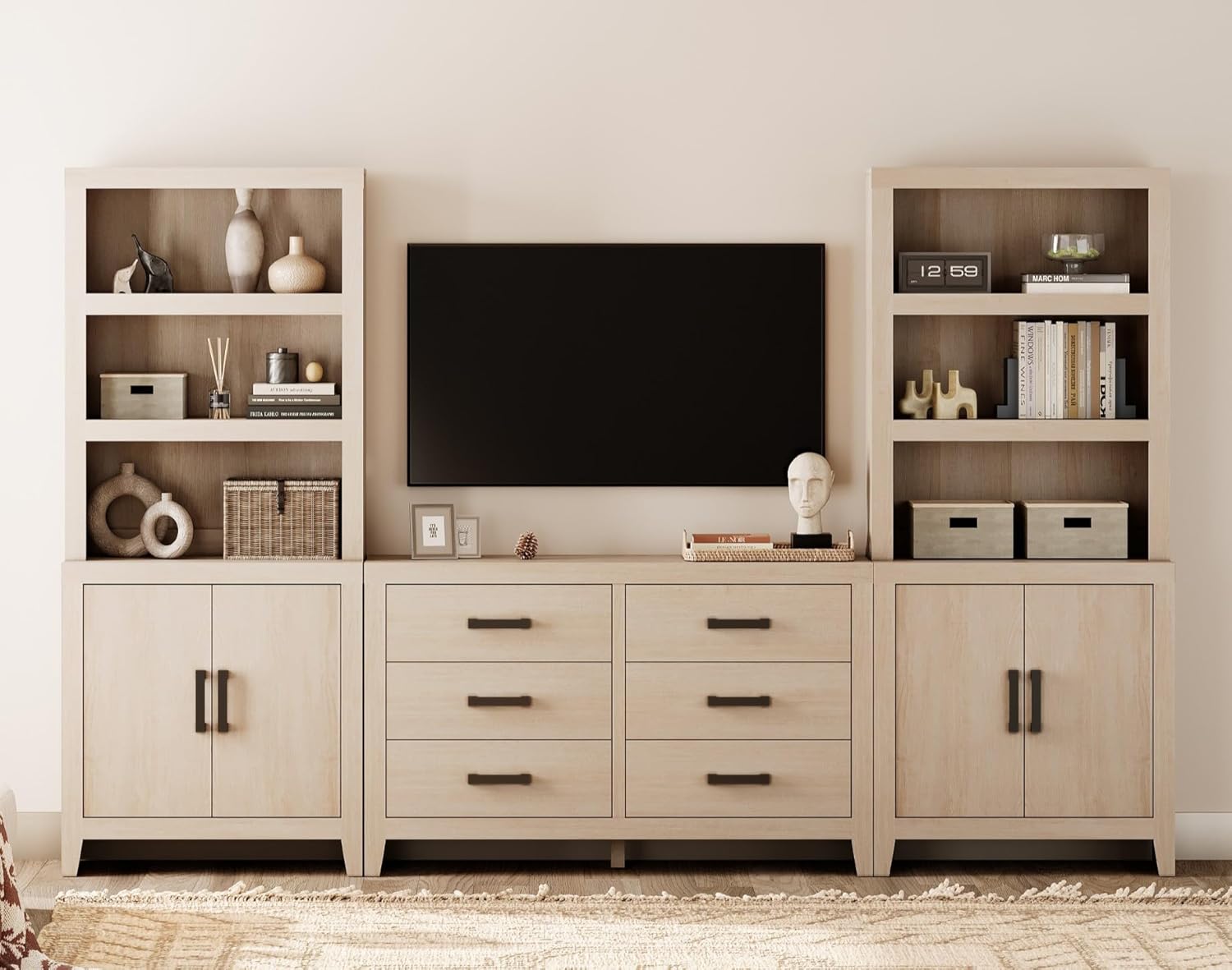 Amazon.com: WAMPAT 4-Piece Modular Entertainment Center with ...
