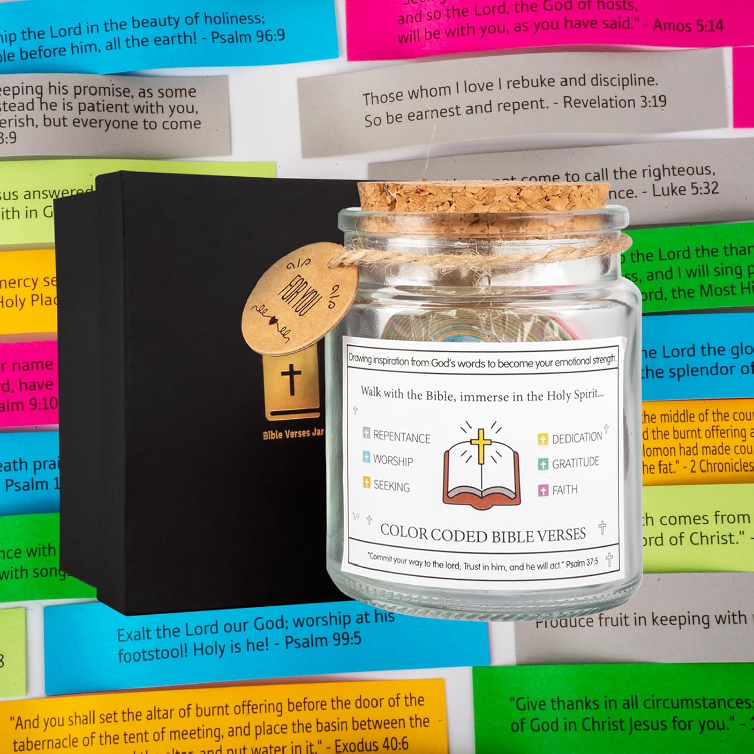 Amazon.com: Yinrikom Bible Verses in a Jar, Color Coded Bible Jar of ...