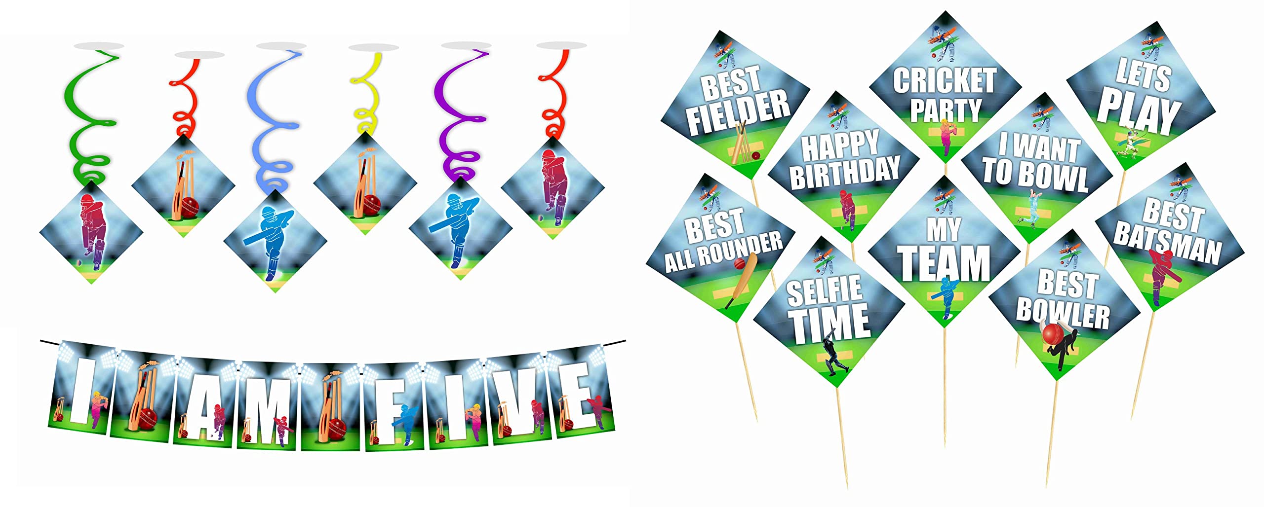 Buy Partyzon Cricket Theme Props Banner Swirls for Cricket Theme ...