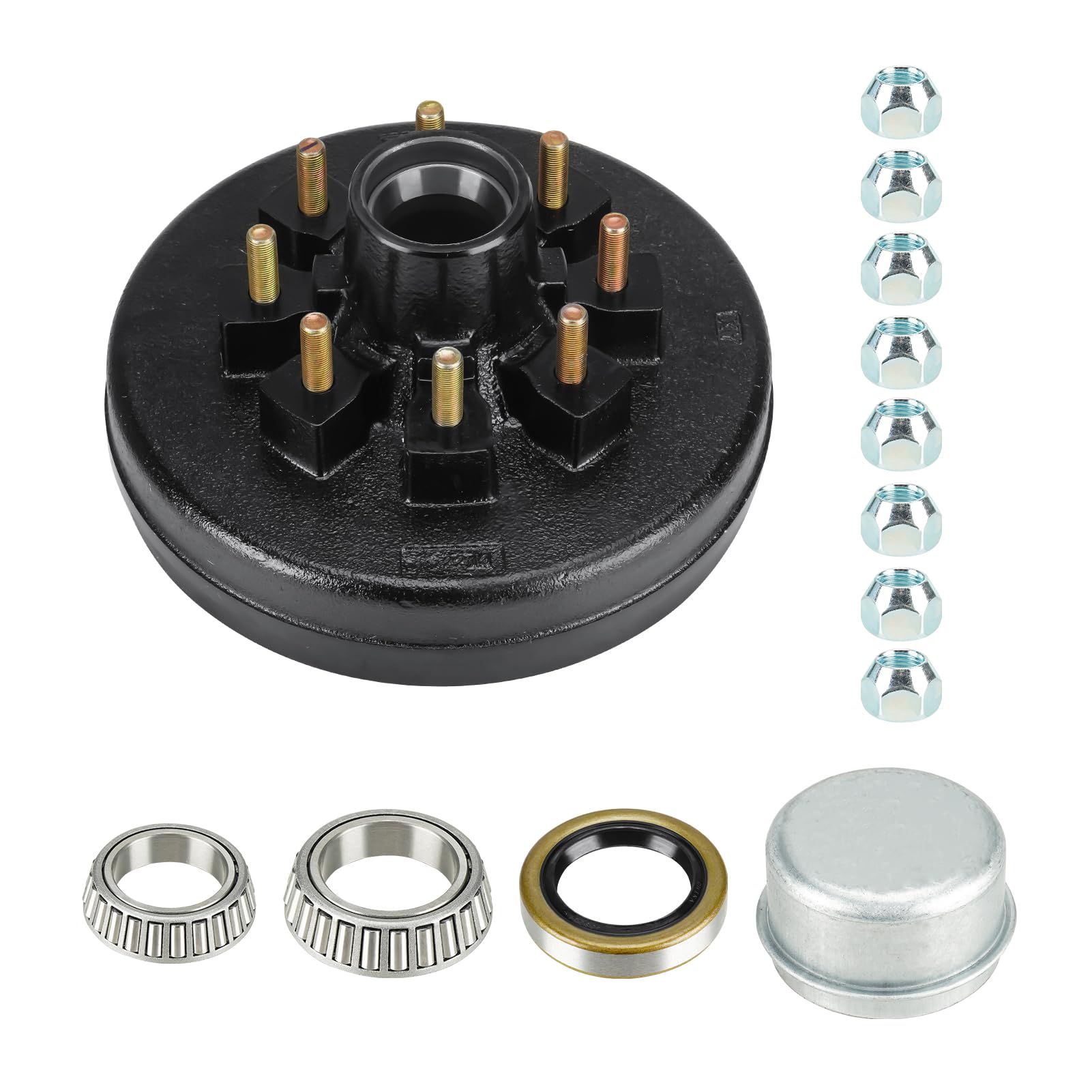 Amazon.com: Youxmoto Trailer Brake Drum Kit 8-Hole 6.5" Bolt Circle ...