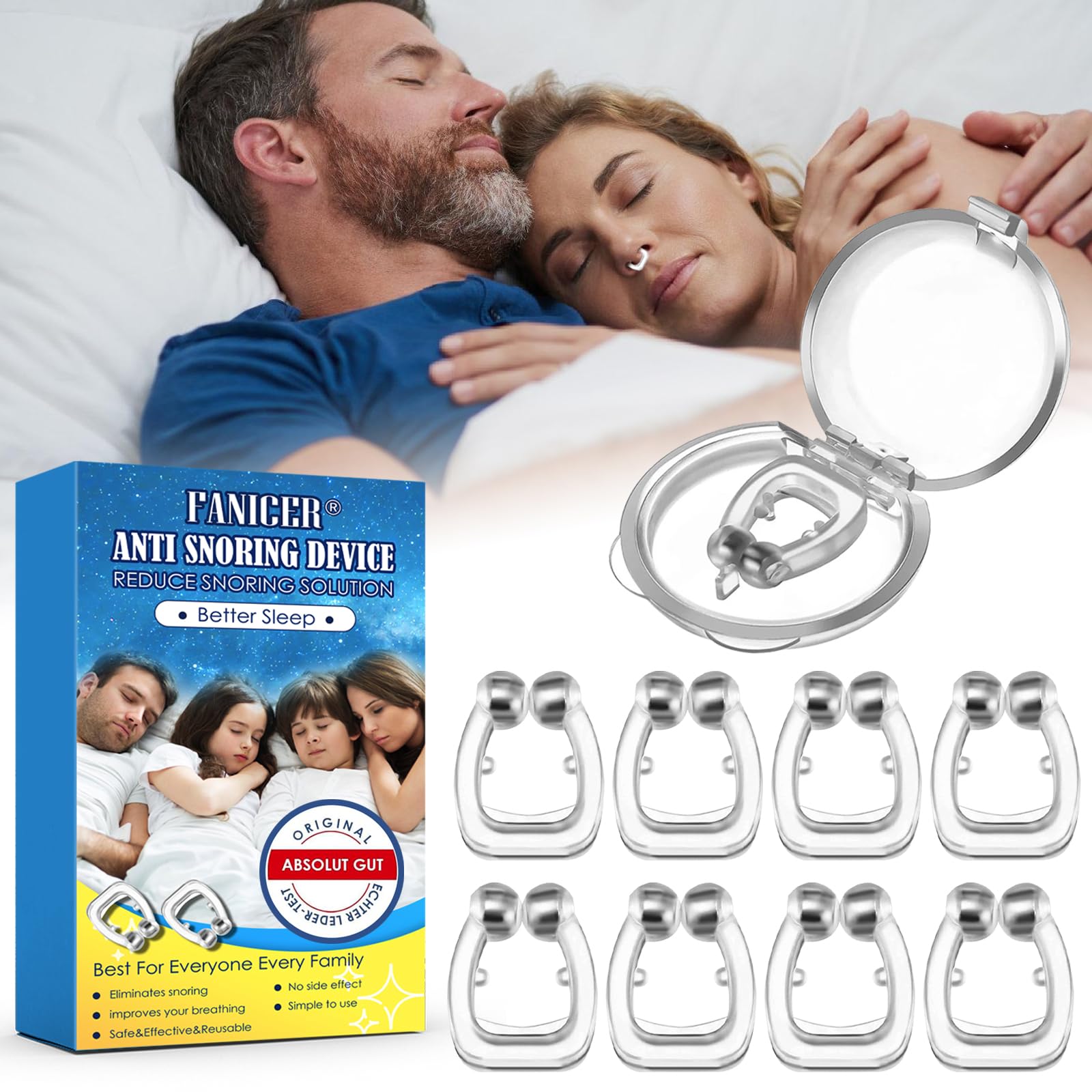 Schnarchstopper, 8 PCS Anti Schnarch Nasenclip, Wiederverwendbares Anti ...
