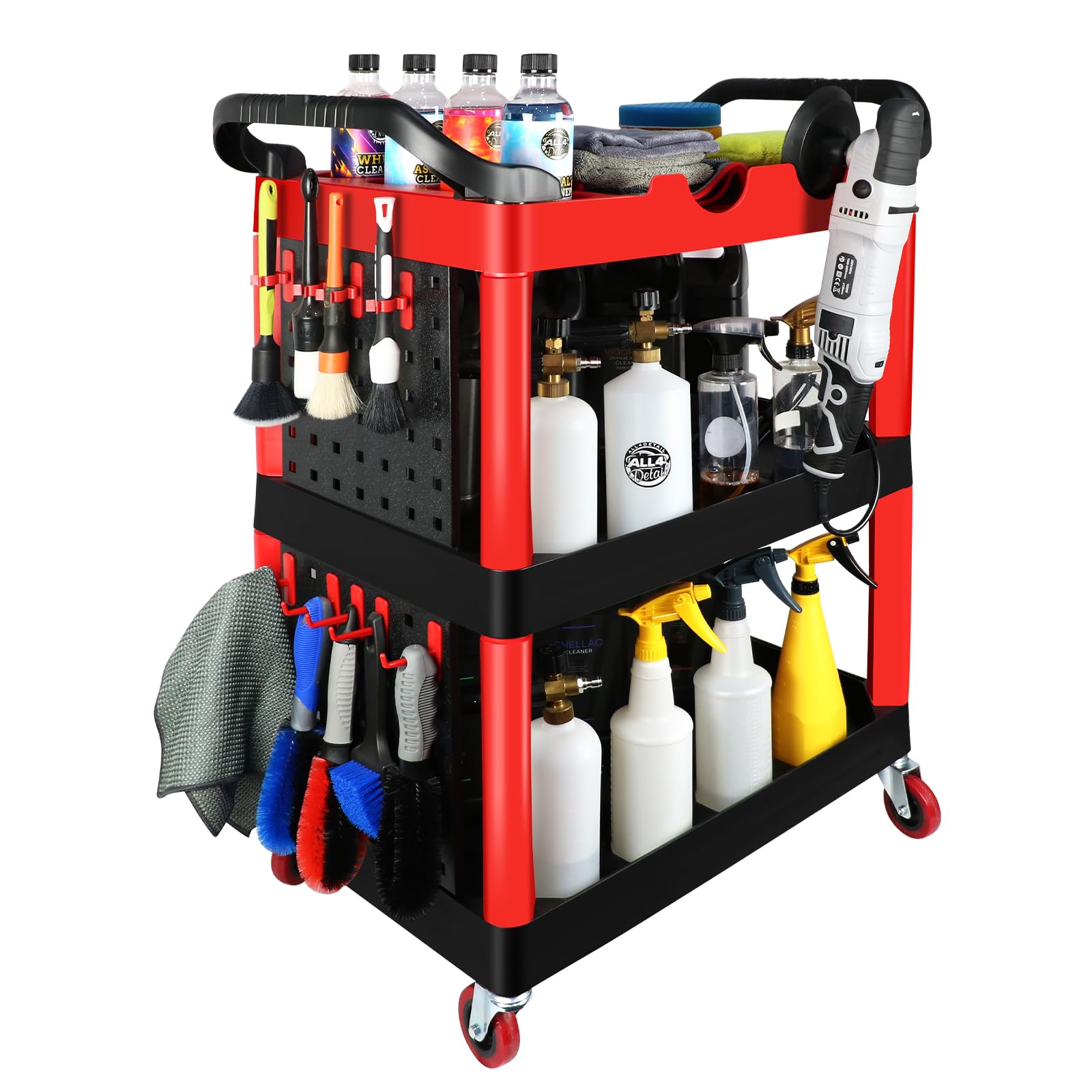 Amazon.com: ALL4DETAIL Auto Detailing Cart with Wheels, 3 Tier Car ...