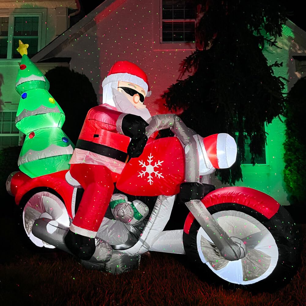 Snapklik.com : Fraser Hill Farm 7-Ft. Wide Santa On Motorcycle Blow Up ...