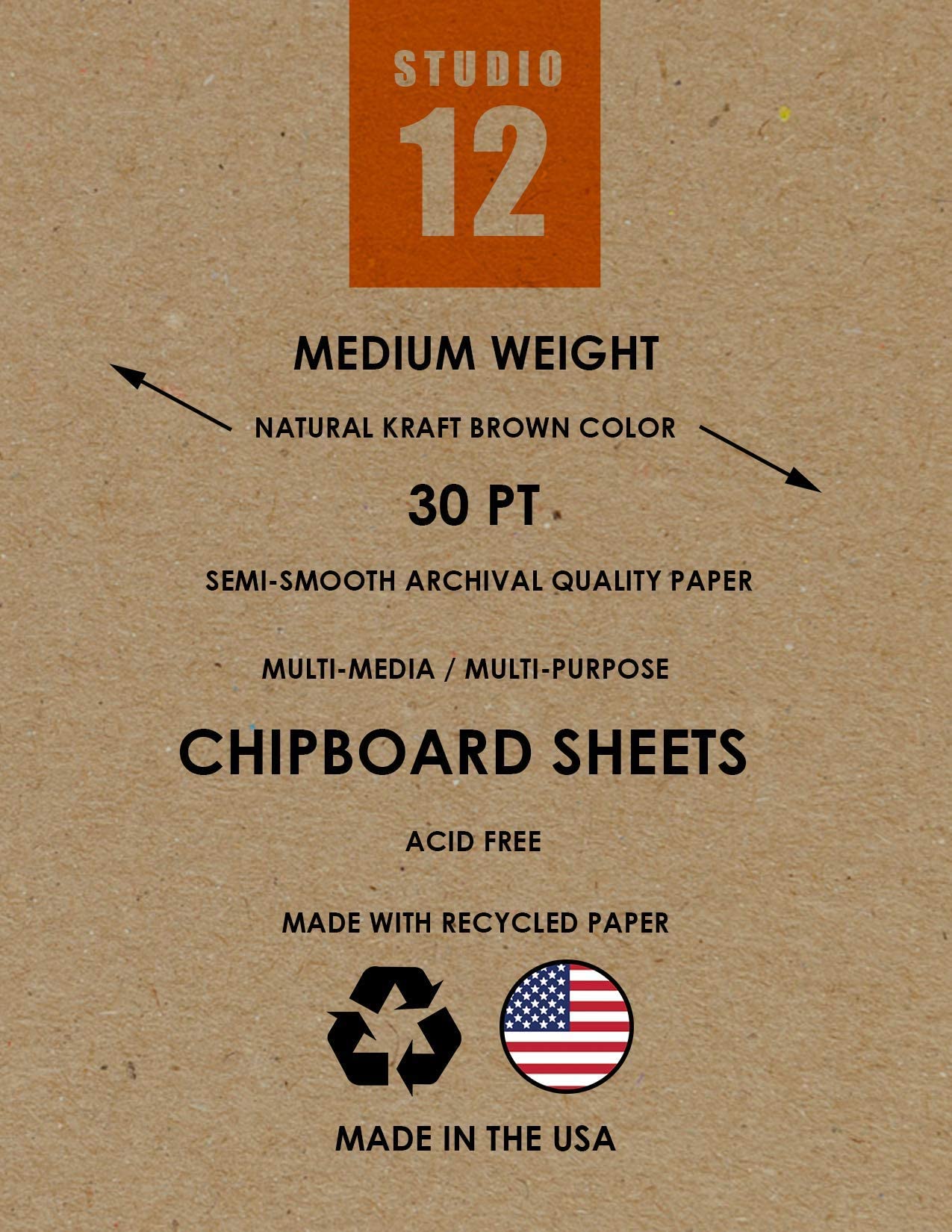 Brown Kraft Chipboard Crafting 12x12 Inch 100pt Brown Chipboard - 8 ...